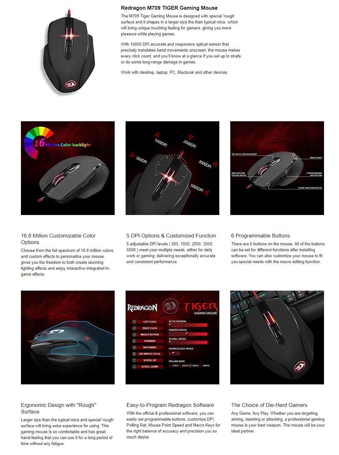Redragon M709 TIGER 10000 DPI Wired Gaming Mouse Pakistan