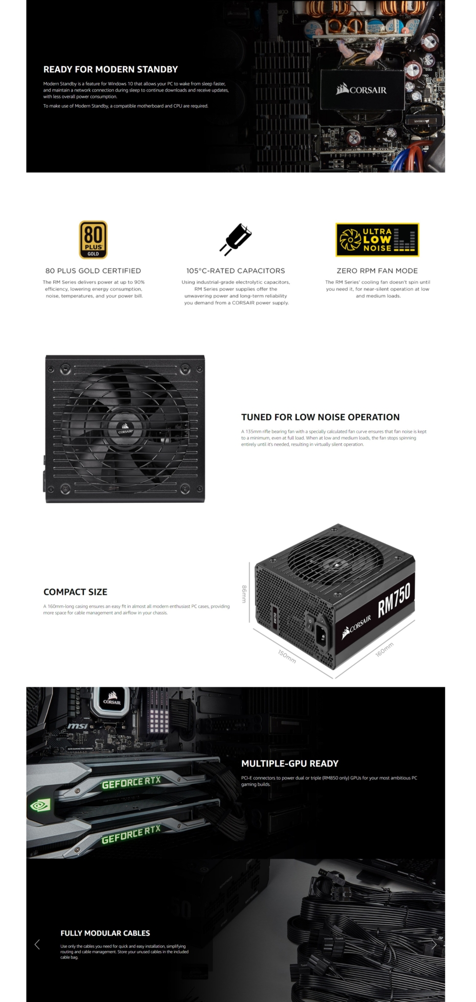 Corsair RM Series™ RM750 — 750 Watt 80 PLUS® Gold Certified Fully ...